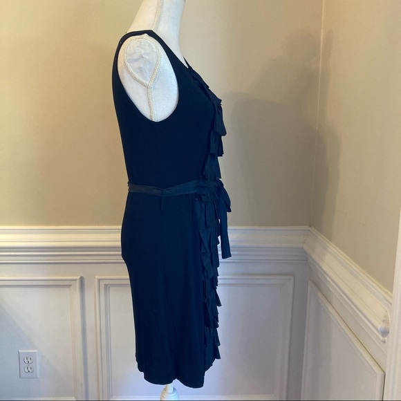 Hoss | Dresses | Hoss Black Knit Dress With Silk Tuxedo Ruffle Detail ...